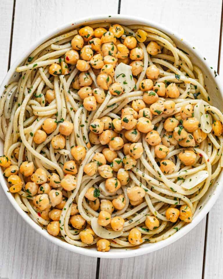 Chickpea Pasta with Garlic and Herbs - Cooking For Peanuts