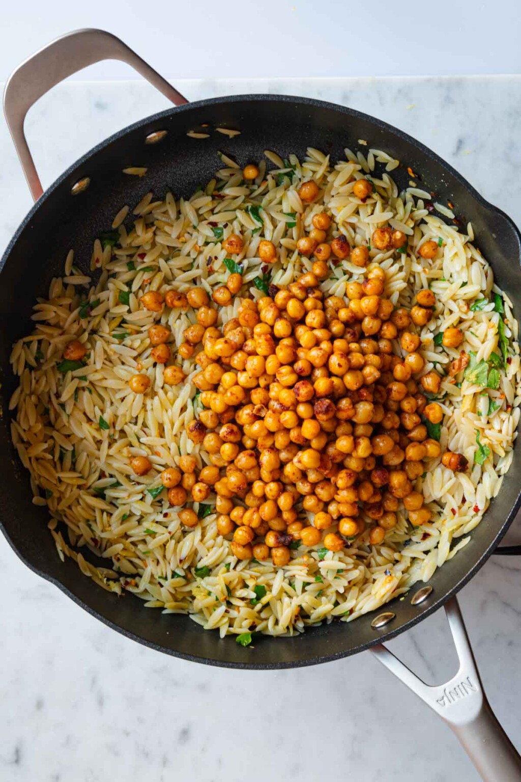 Orzo Pasta with Chickpeas - Cooking For Peanuts