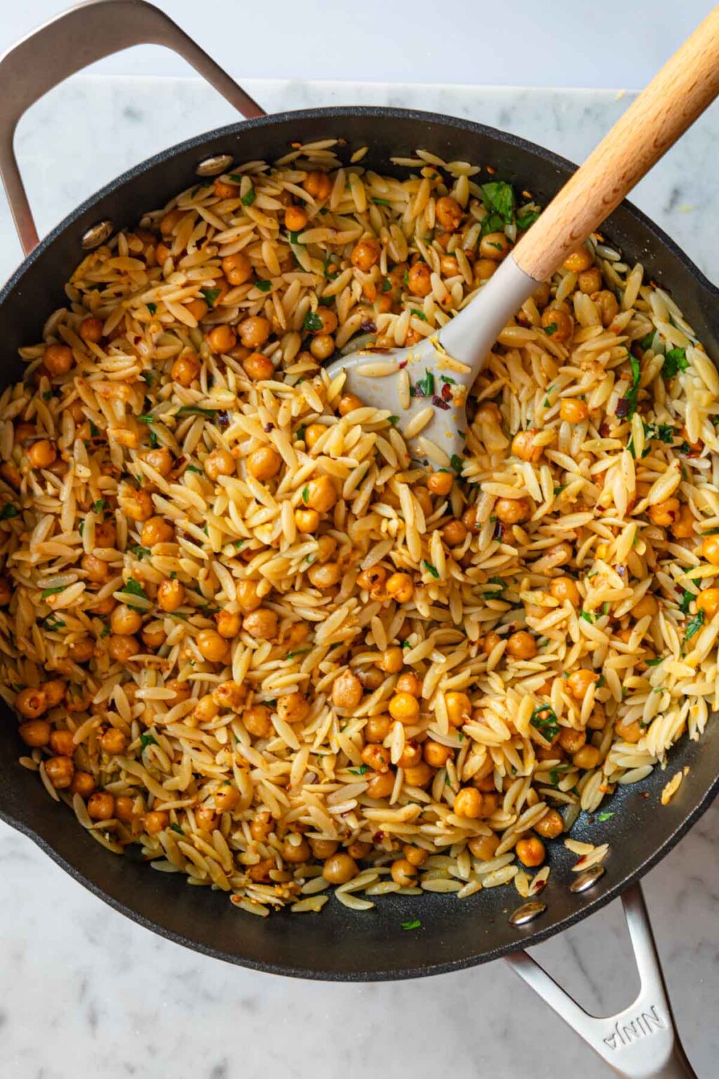 Orzo Pasta with Chickpeas - Cooking For Peanuts