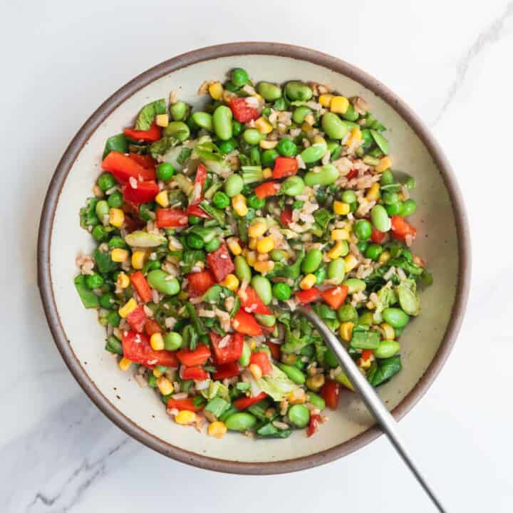 Steamed Rice & Vegetable Bowl (High-Protein Recipe) - Cooking For Peanuts