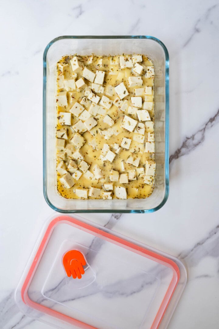 Oil-Free Tofu Feta in Brine (High-Protein) - Cooking For Peanuts